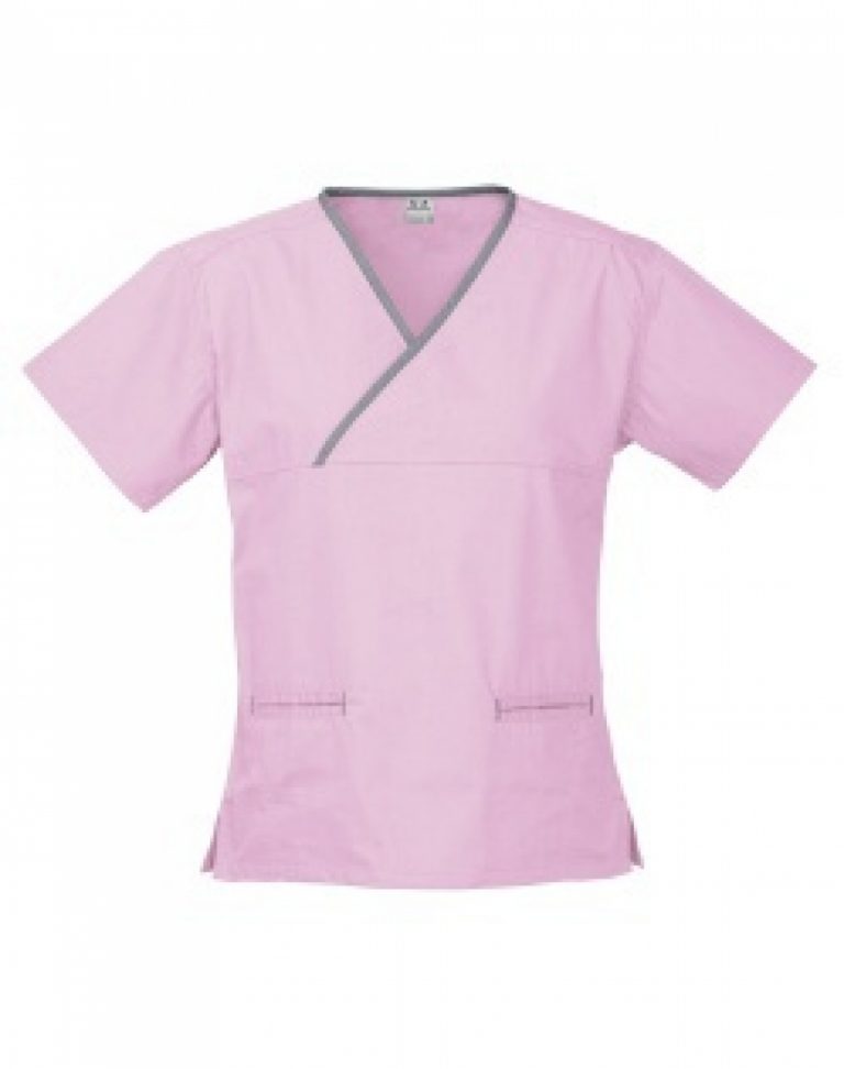 Ladies Contrast Crossover Scrubs Top - Southern Monograms